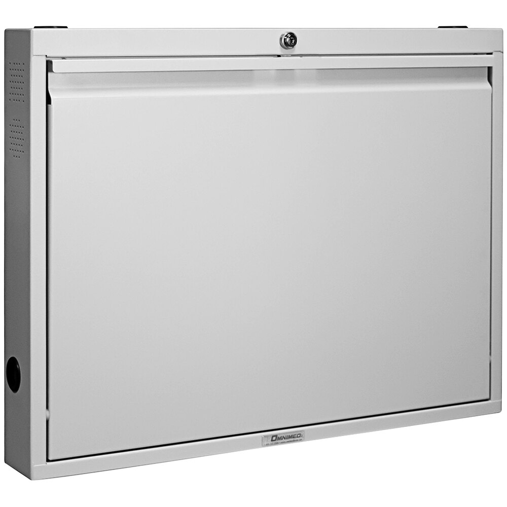 Omnimed 30" x 4" x 23 3/4" Light Gray Turntable Laptop Key Lock Wall ...