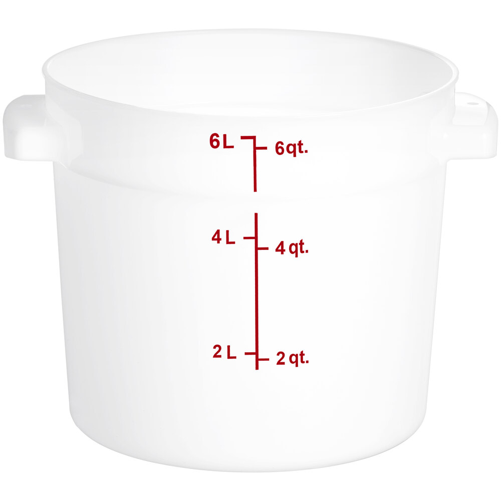 Carlisle 6 Qt. White Round Polyethylene Food Storage Container
