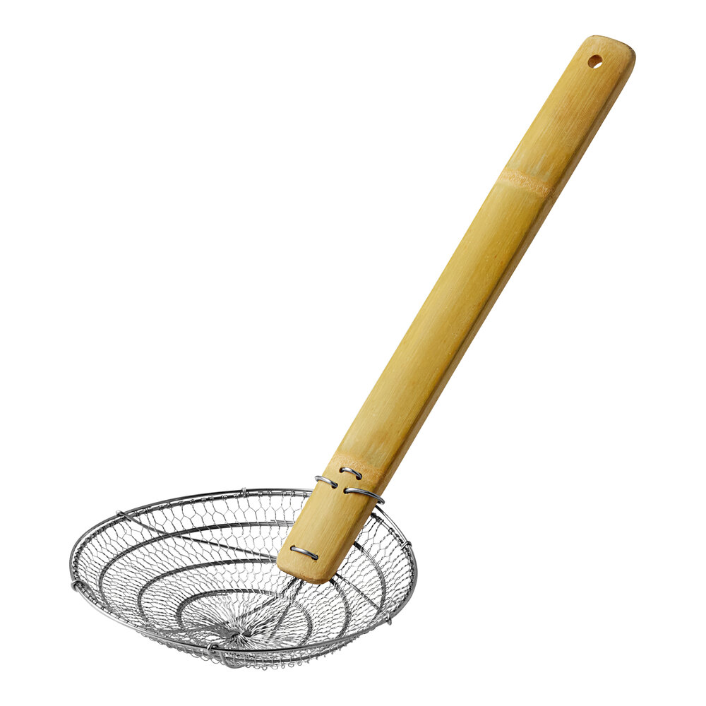 Emperor's Select 8" Stainless Steel Fine Mesh Skimmer with Bamboo Handle