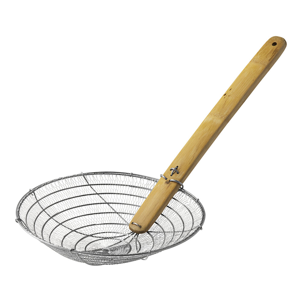 Emperor's Select 12" Stainless Steel Fine Mesh Skimmer with Bamboo Handle