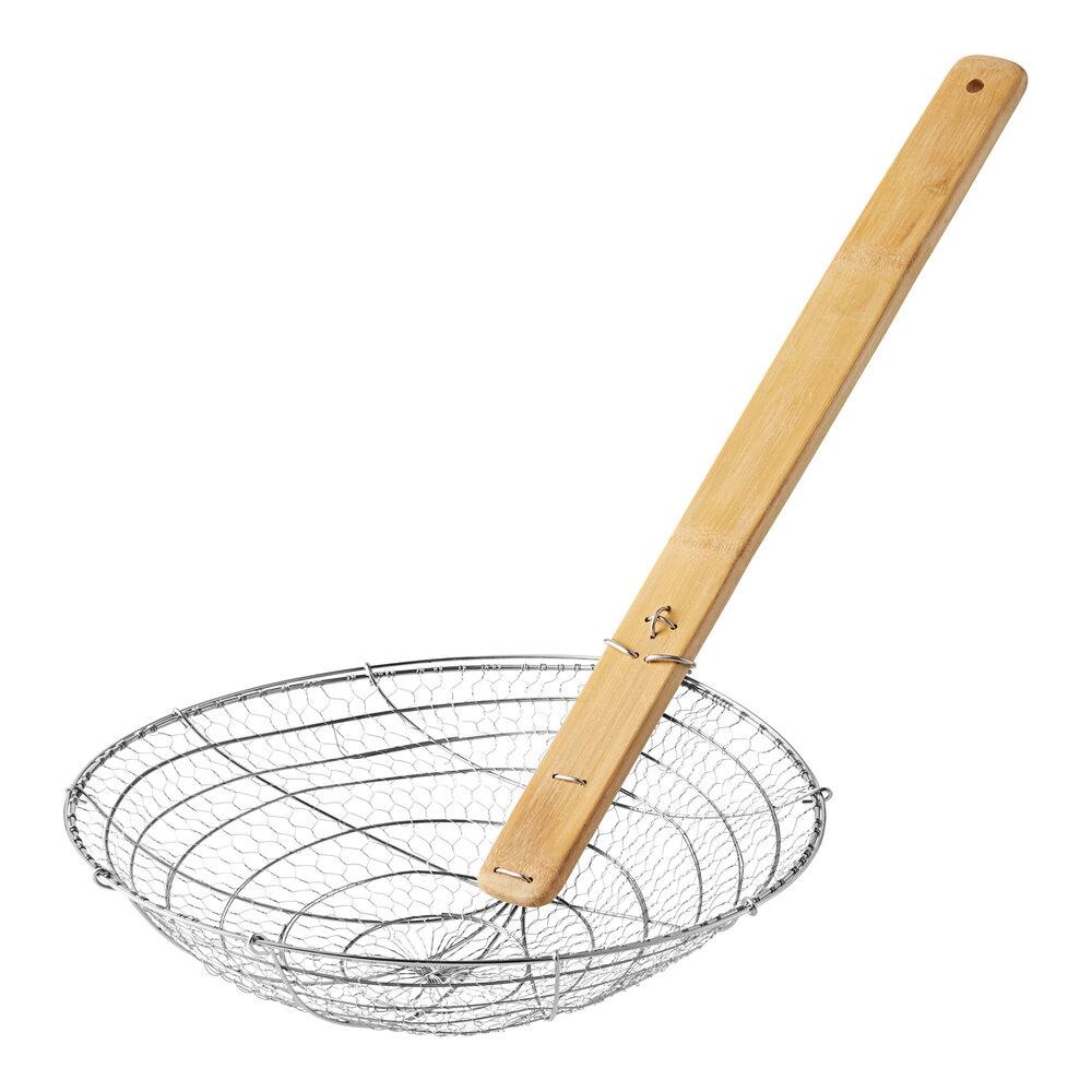 Emperor's Select 14" Stainless Steel Coarse Mesh Skimmer with Bamboo Handle