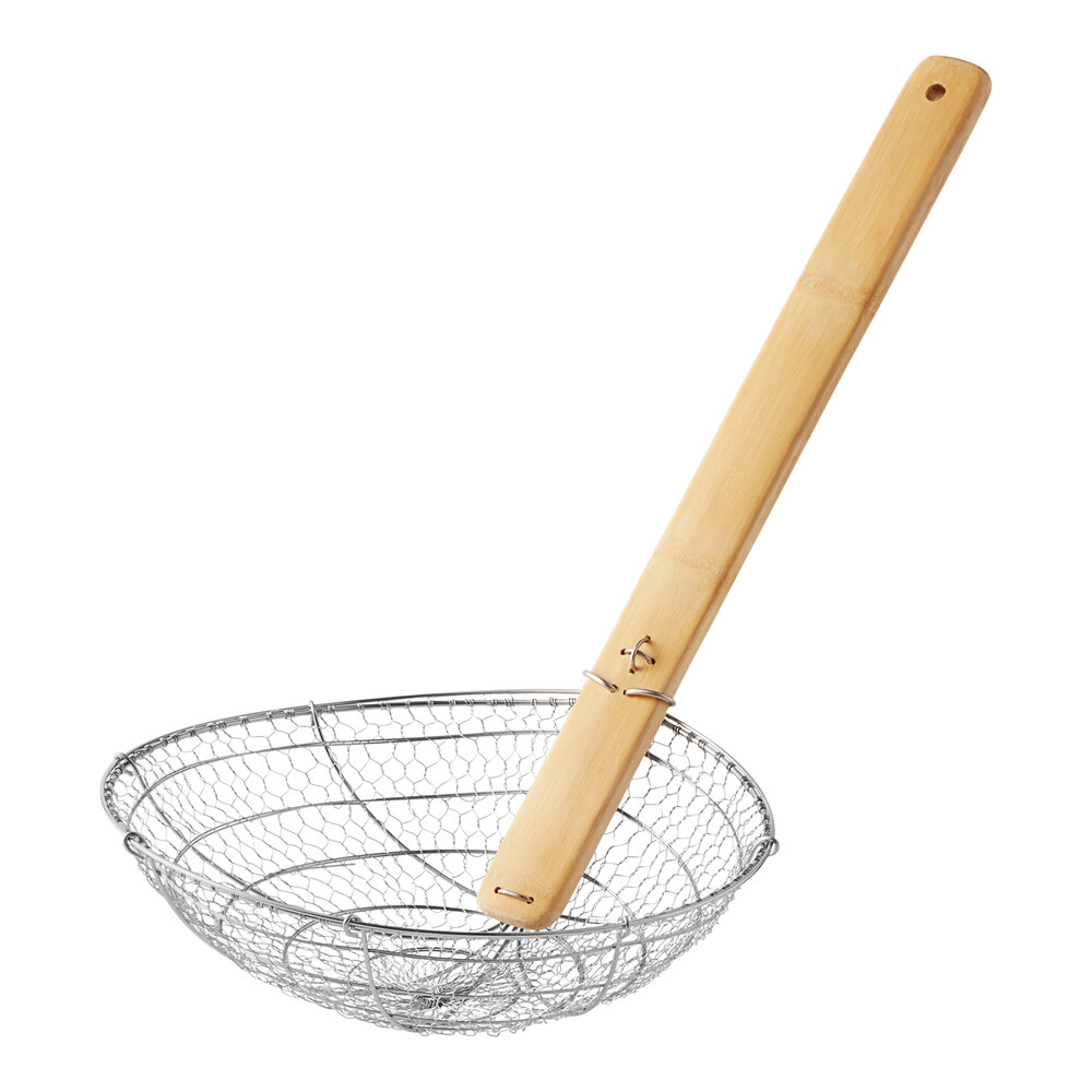 Emperor's Select 12" Stainless Steel Coarse Mesh Skimmer with Bamboo Handle