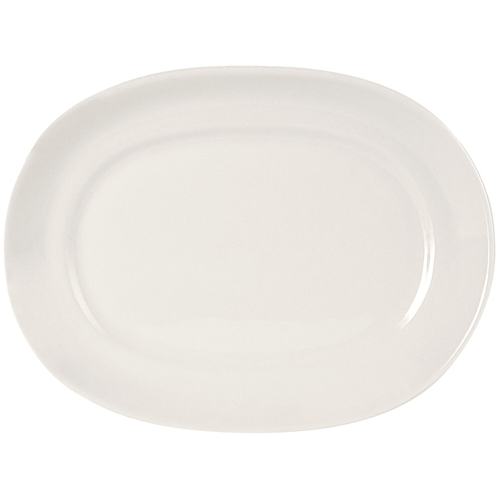 Tuxton Columbia 12" x 9" Eggshell China Platter - 12/Case