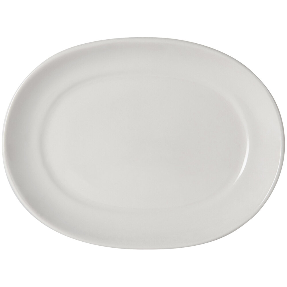 Tuxton Columbia 10" x 7 1/2" Eggshell China Platter - 24/Case