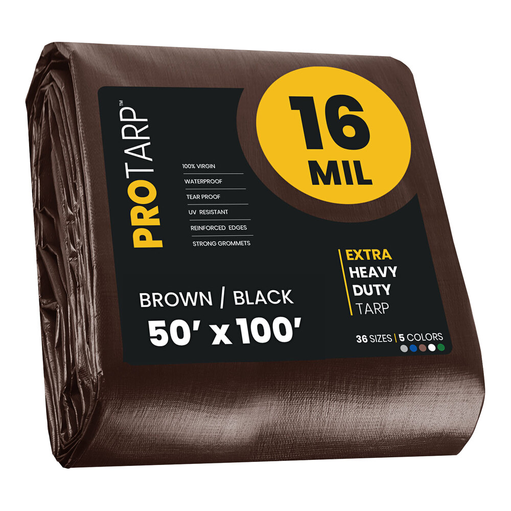 ProTarp 50' x 100' Brown / Black Extra Heavy-Duty Weatherproof 16 Mil ...