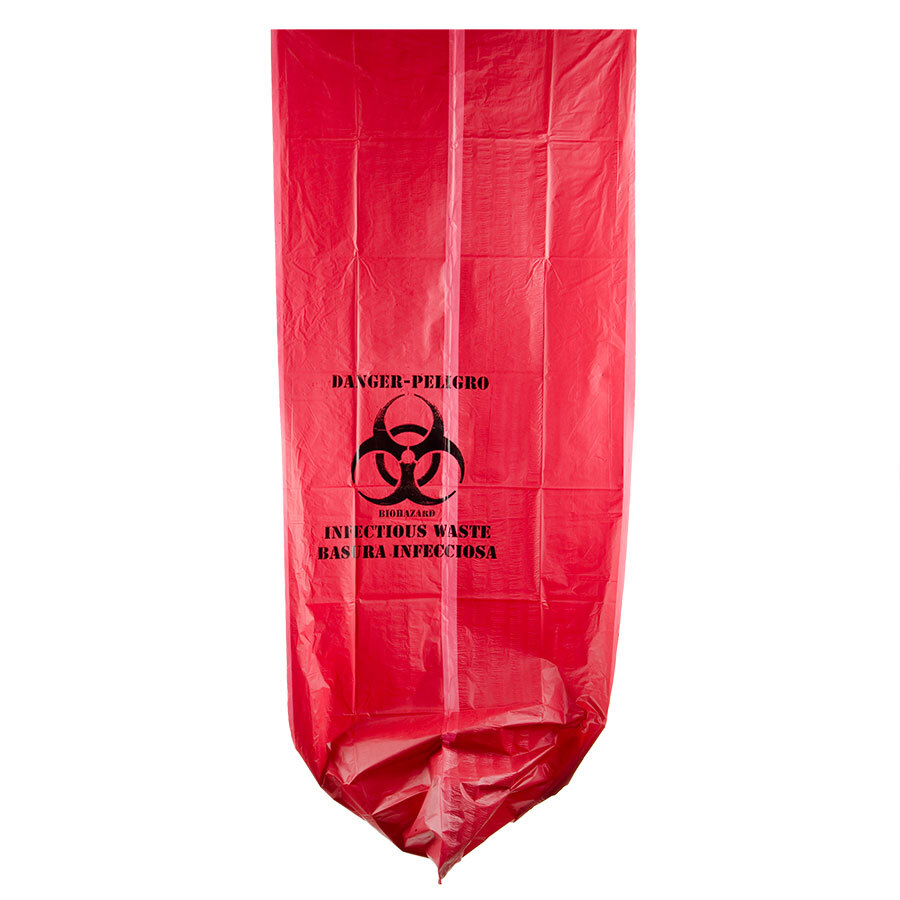 44 Gallon 17 Microns 37" x 50" High Density Red Infectious Waste ...