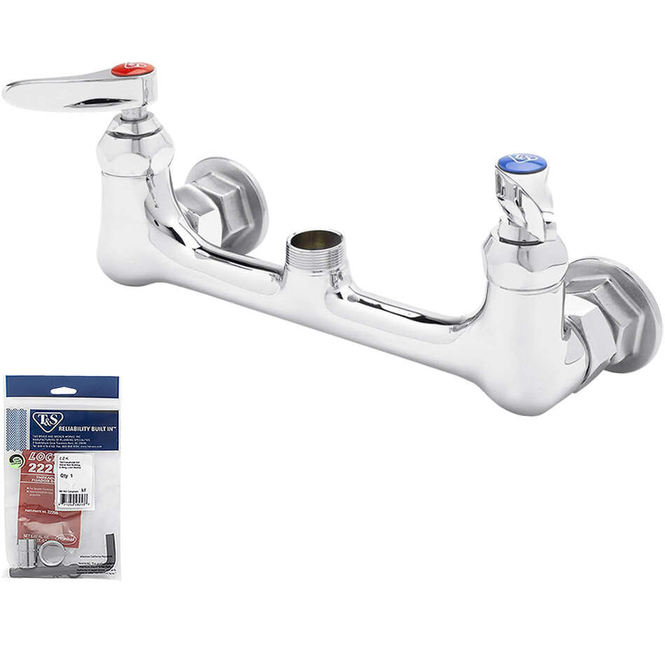 T&S B-0330-LNM Wall Mount Faucet Base with Lever Handles and Adjustable ...