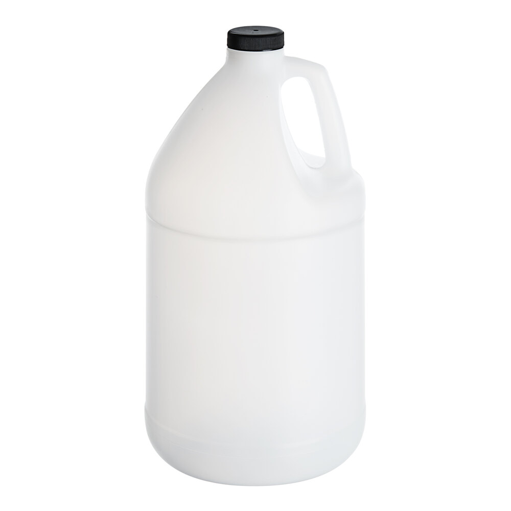 1 Gallon (128 oz.) Translucent HDPE Industrial Round Jug with Black ...
