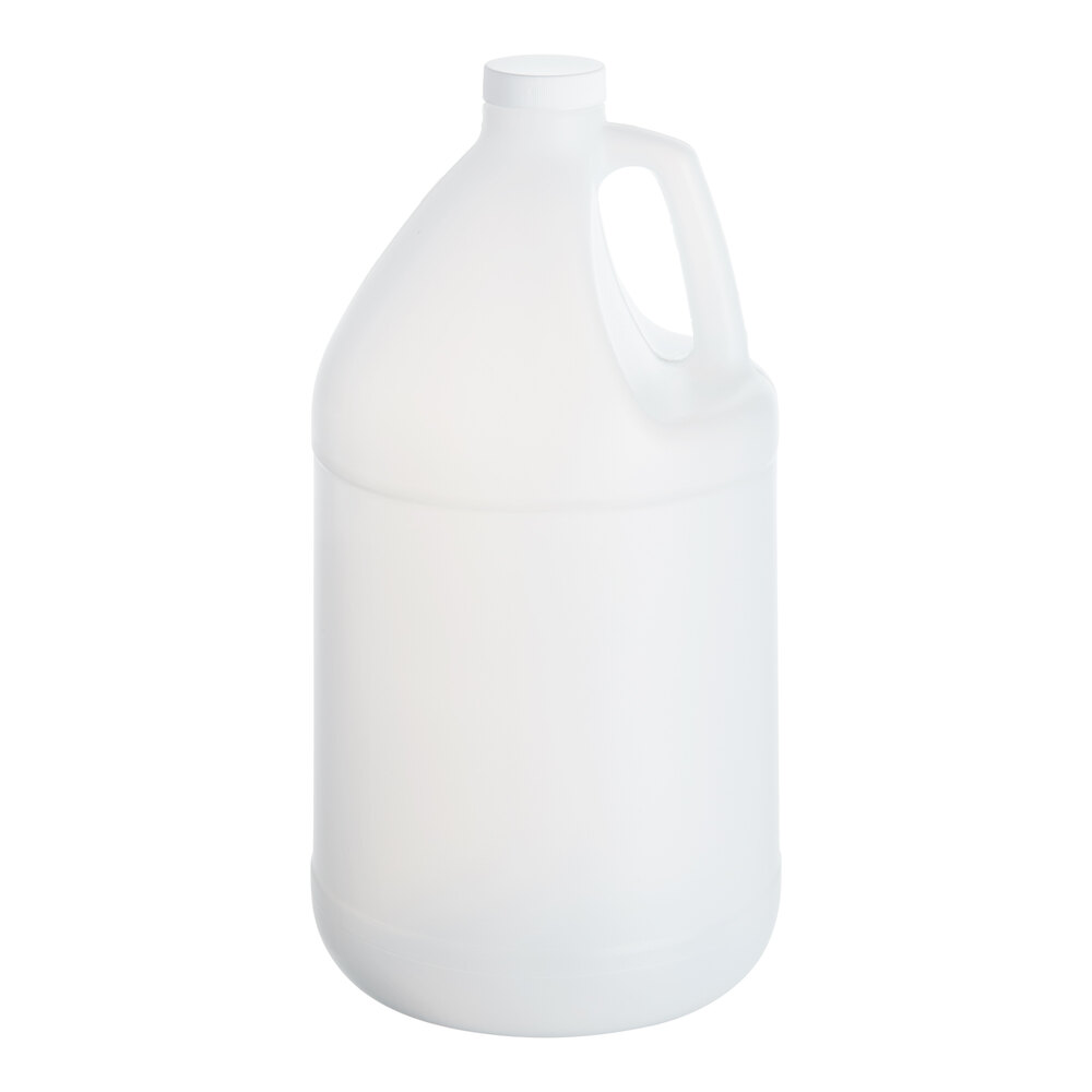 1 Gallon (128 oz.) Translucent HDPE Industrial Round Jug with Unlined ...
