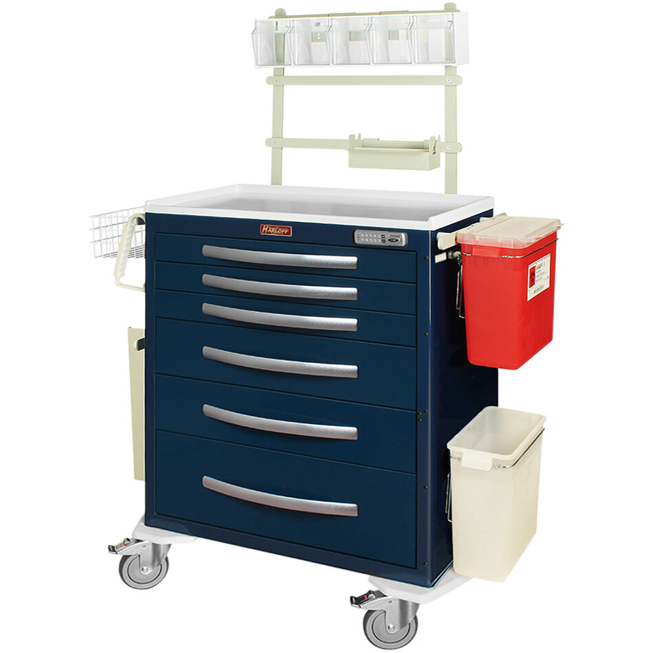 Harloff A-Series 47 5/8" x 22" x 66 3/4" 6-Drawer Aluminum Anesthesia ...