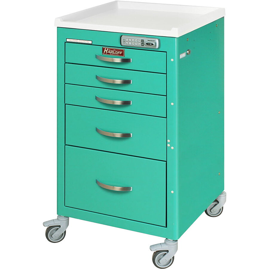 Harloff M-Series 18" x 18" x 34 1/2" 5-Drawer Steel Anesthesia Cart ...