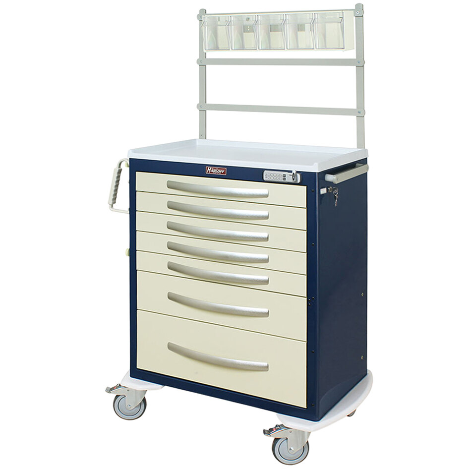 Harloff A-Series 36 3/4" x 22" x 43 3/4" 7-Drawer Aluminum Anesthesia ...