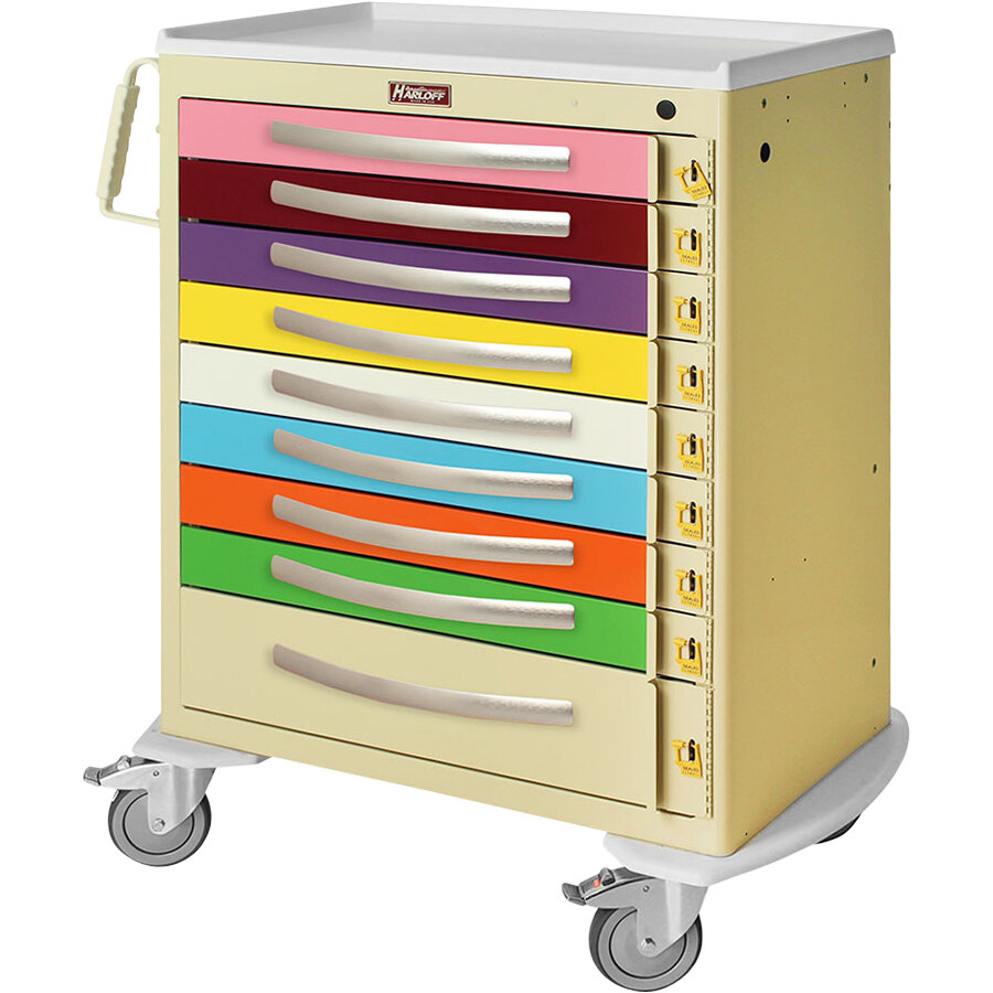 Harloff A-Series 36 3/4" x 22" x 43 3/4" 9-Drawer Aluminum Pediatric ...