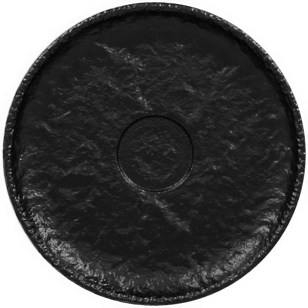 RAK Porcelain Roks 5 1/8" Black Round Porcelain Saucer - 12/Case