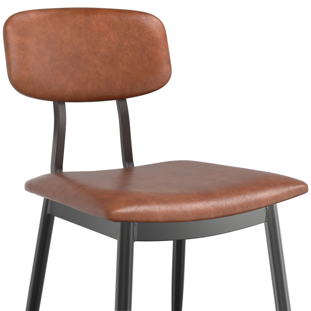 Lancaster Table & Seating Mid-Century Black Chair with Cognac Vinyl ...