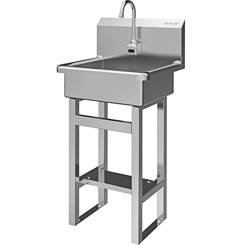 Sani-Lav 725A 20" x 17 1/2" Floor Mounted Hands-Free Sink with 1 AC ...
