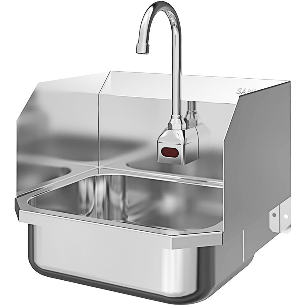 Sani-Lav ES2-607L 16" x 15 1/2" Wall-Mounted Hands-Free Sink with 1 AC ...