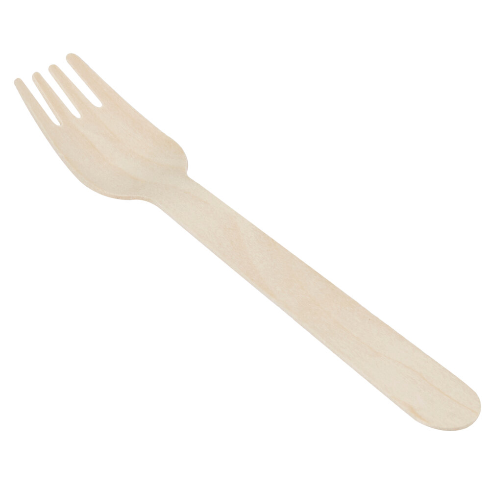 Eco-gecko No PFAS Added Heavy Weight Disposable Wooden Fork - 100/Pack
