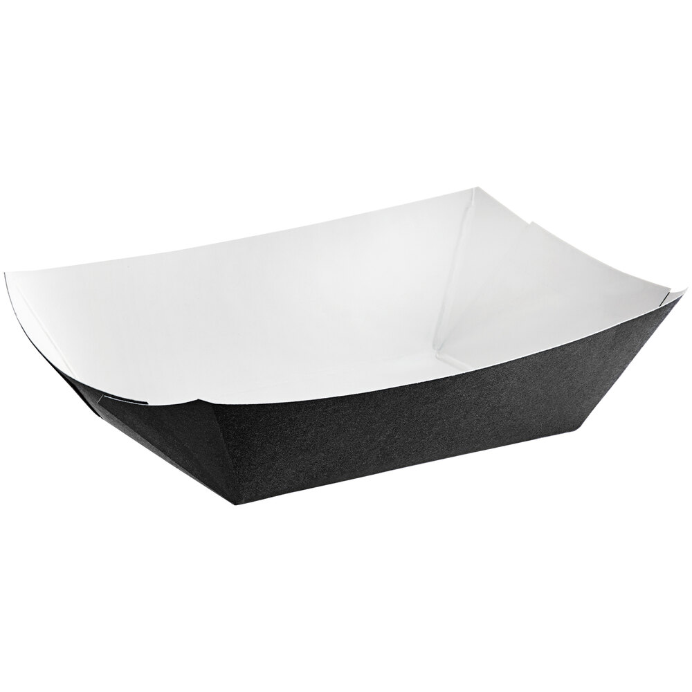 #200 2 lb. Solid Black Paper Food Tray - 1,000/Case
