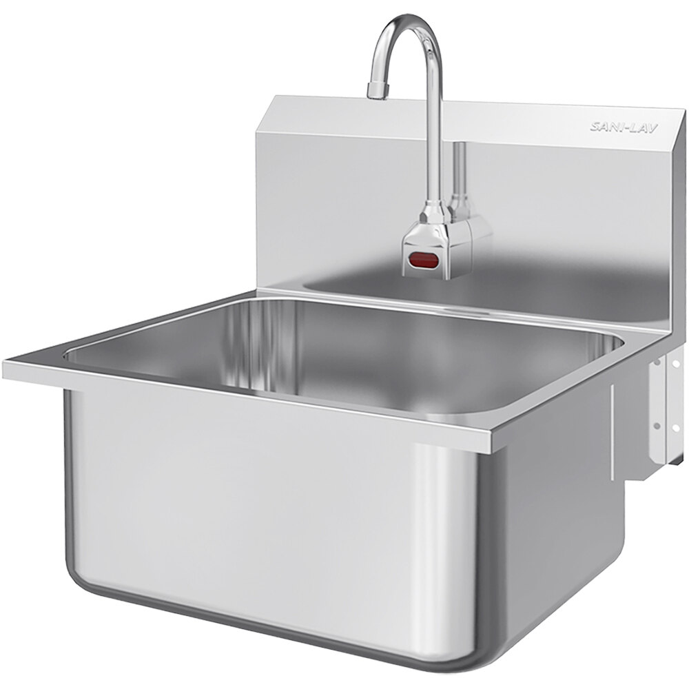 Sani-Lav ESB2-525L 21" x 20" Wall-Mounted Hands-Free Sink with 1 ...