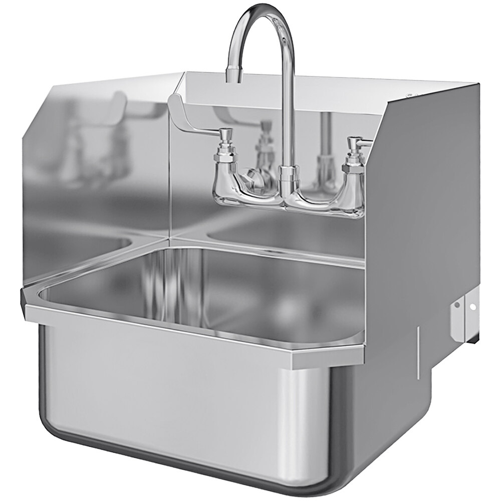 Sani-Lav 507FL 19" x 18" Wall Mounted Hand Sink with 1 Faucet and Side ...