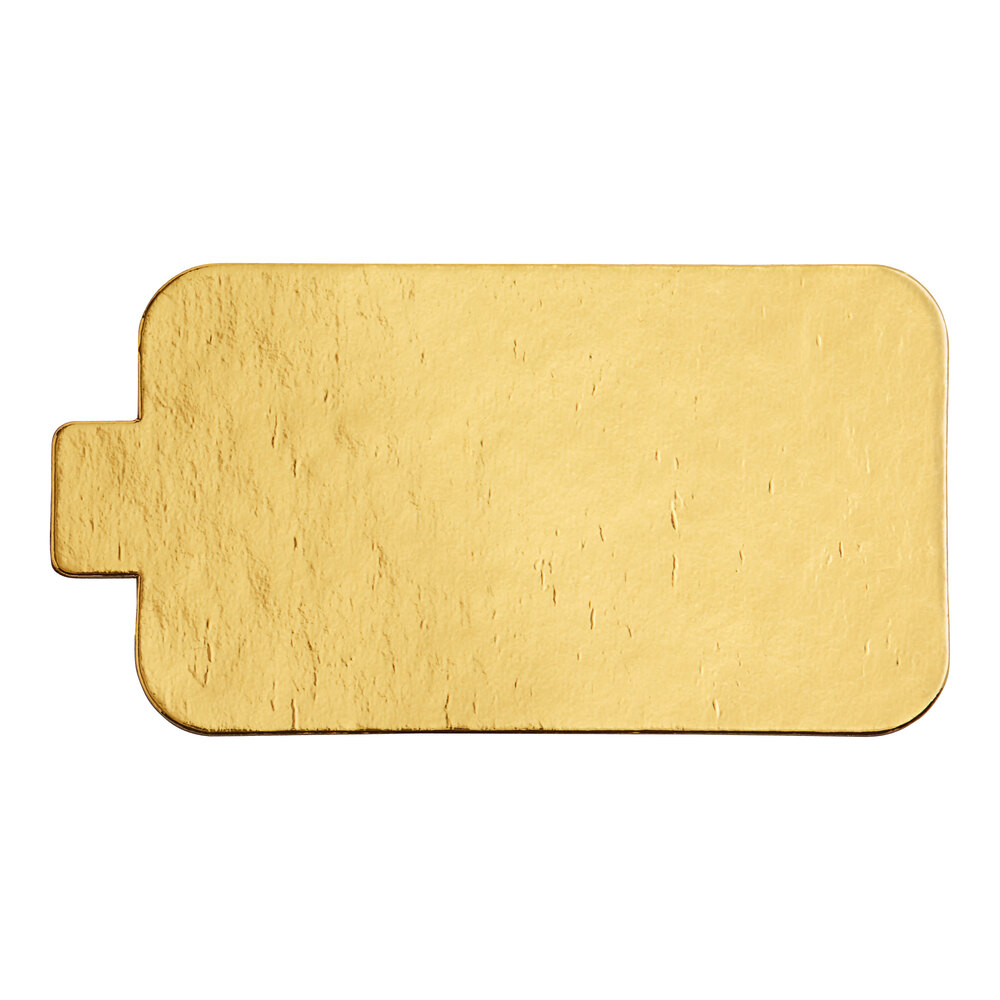 Enjay 3 7/8" x 2 1/4" Rectangular Gold Dessert Board with Tab - 500/Case