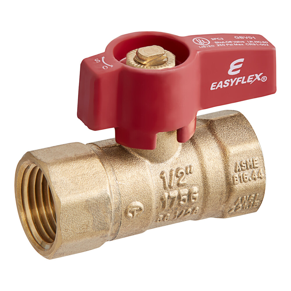 Easyflex GV-012-YE Brass Gas Valve with 1/2" Female NPT Connections