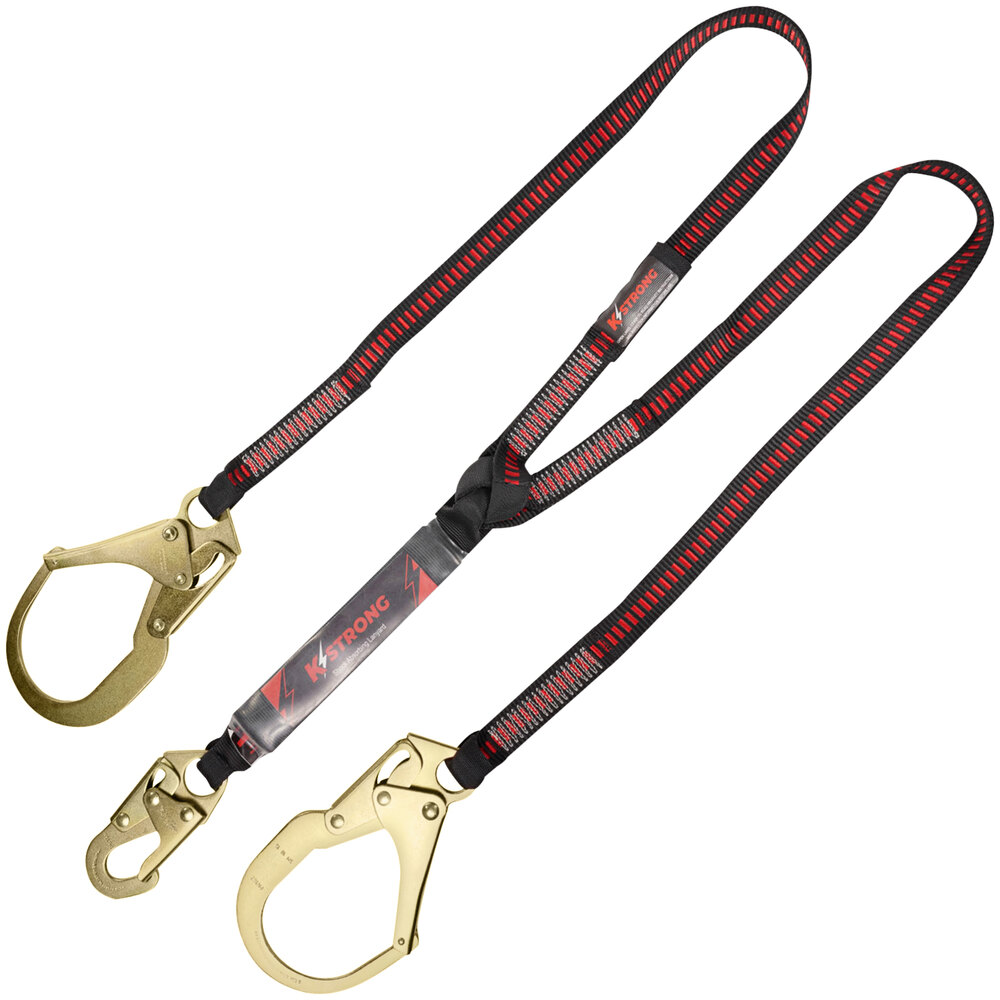 KStrong 6' 100% Tie-Off Shock-Absorbing Lanyard with Snap Hook and (2 ...