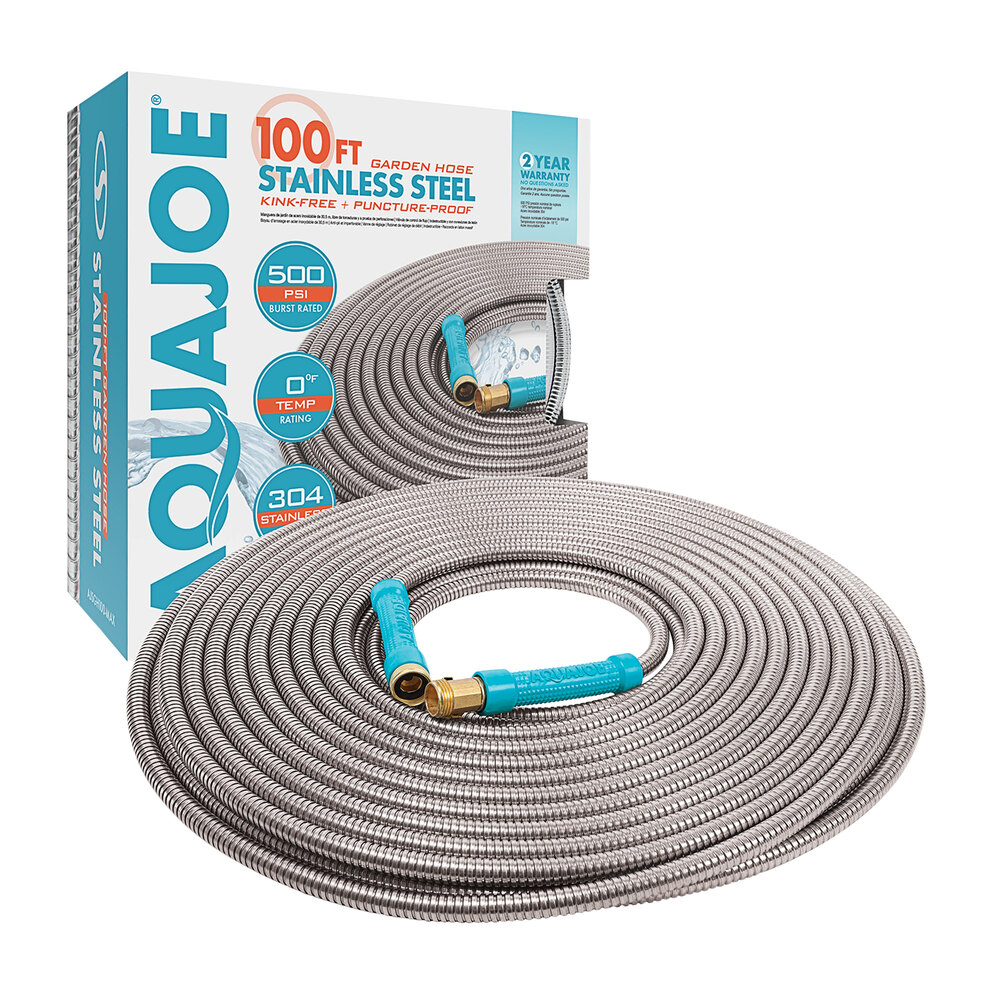 Aqua Joe AJSGH100-MAX 100' Heavy-Duty Kink-Free Garden Hose with Brass ...