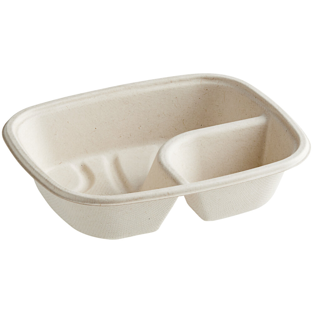 World Centric 2-Compartment Compostable Fiber Nacho Tray 7" x 5" - 600/Case