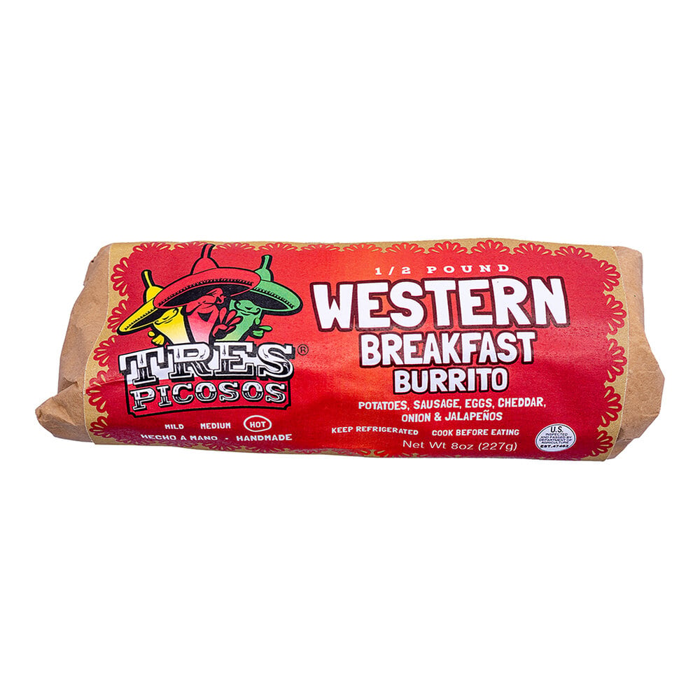 Tres Picosos 8 oz. Western Breakfast Burrito - 12/Case