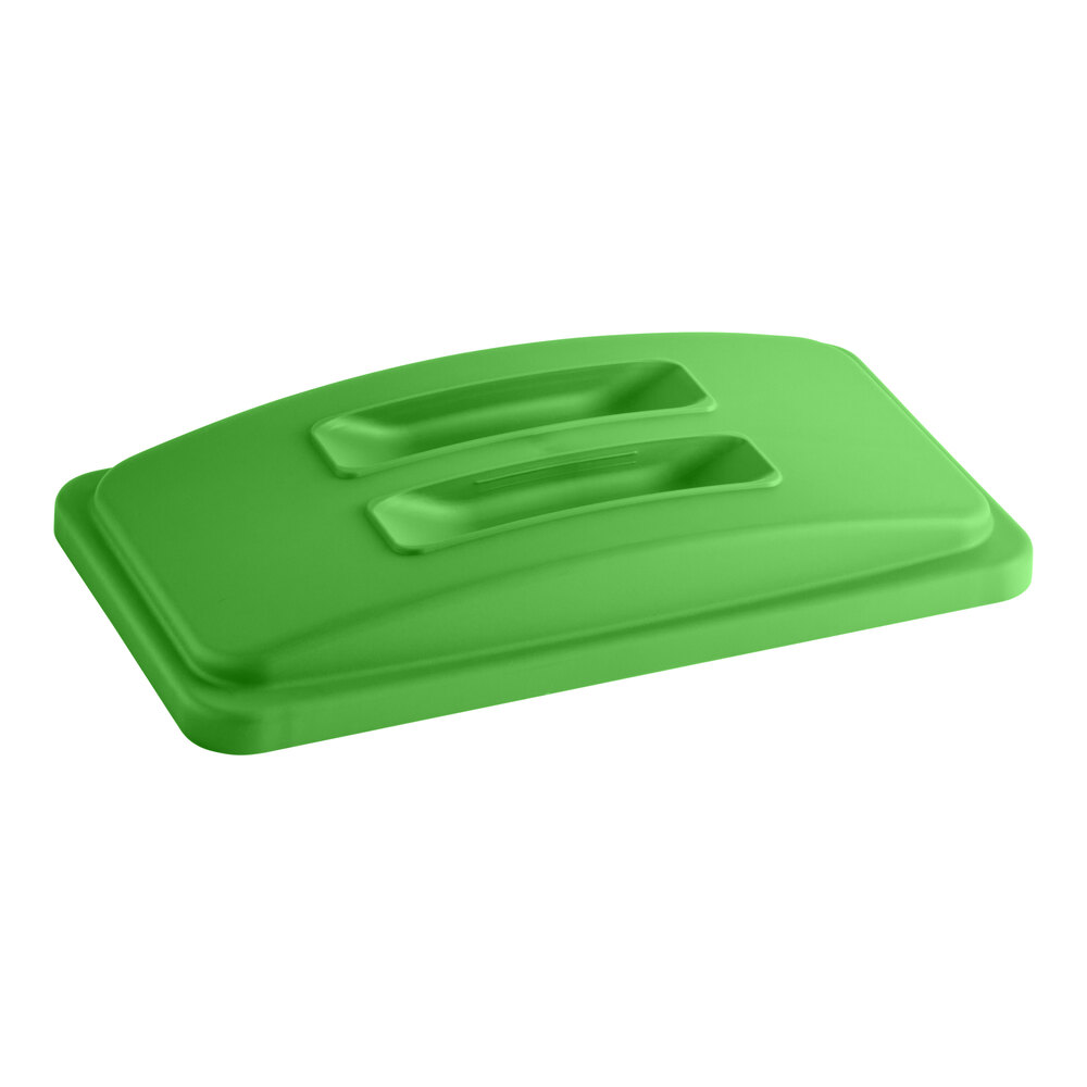 Lavex Lime Green Slim Rectangular Compost Receptacle Flat Lid with Handle