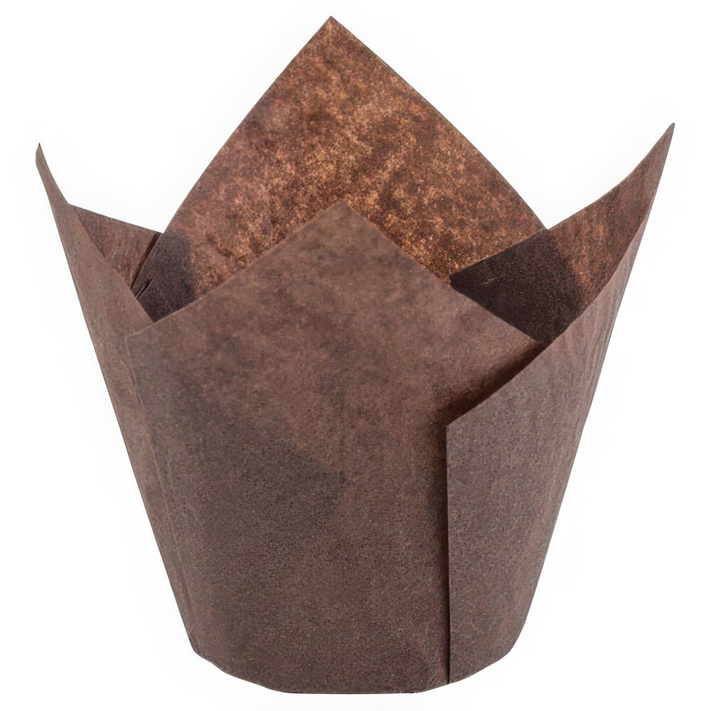 Novacart Brown Tulip Baking Cup 2" x 3 1/2" - 2,000/Case
