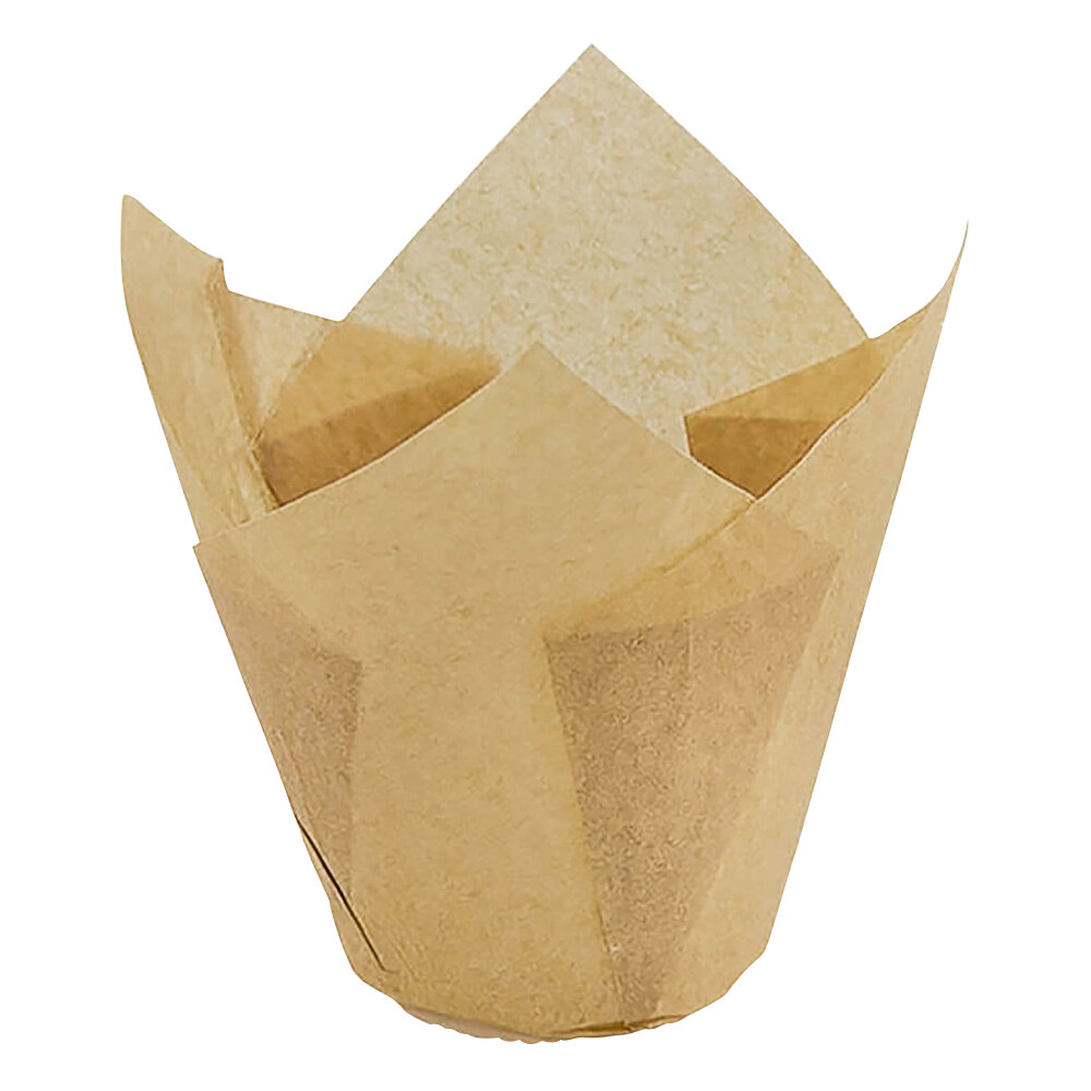 Novacart Natural Kraft Tulip Baking Cup 2" x 4" - 2,000/Case