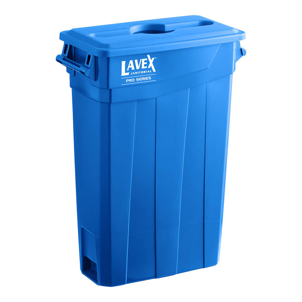 Lavex Janitorial Pro Series 23 Gallon Blue Slim Rectangular Recycling ...