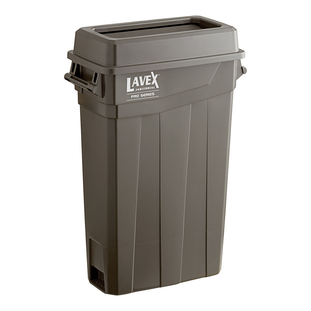 Lavex Janitorial Pro Series 23 Gallon Gray Slim Rectangular Trash Can ...