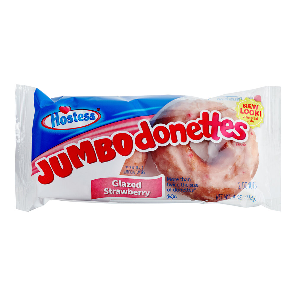 Hostess Donettes Single Serve Glazed Strawberry Jumbo Donuts 2-Count 4 ...