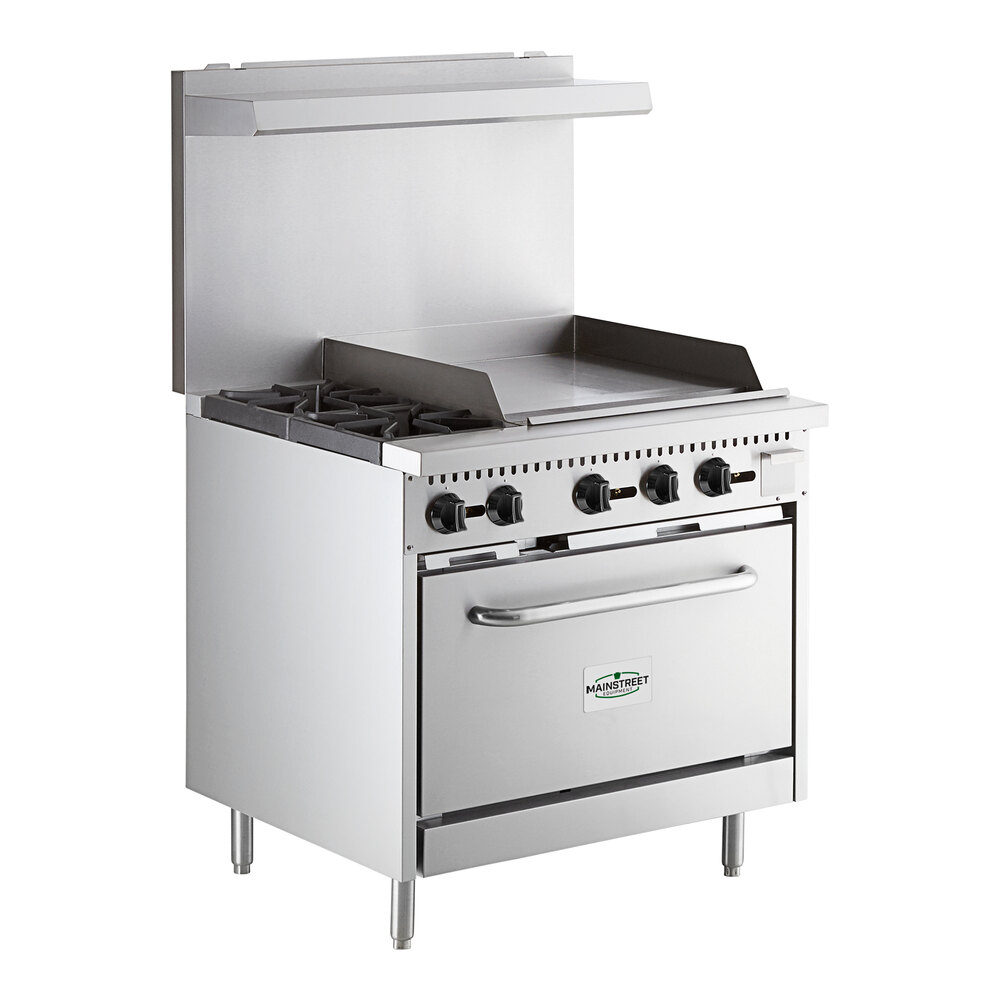 Main Street Equipment E36-G24-N Natural Gas 2 Burner 36" Range with 24 ...