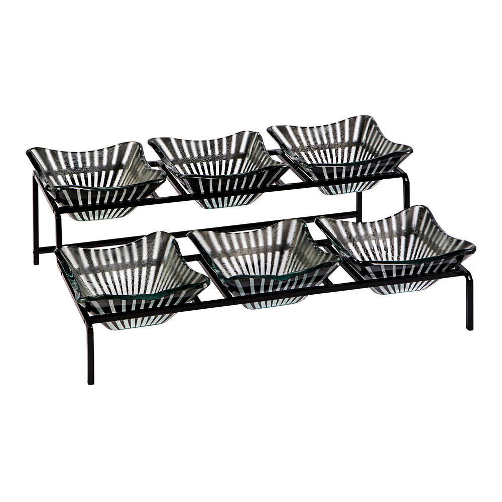 Rosseto Kalderon Stelo 2 Level Condiment Stand with (6) 7" Square Black ...