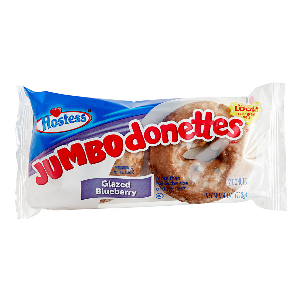 Hostess Donettes Single Serve Glazed Blueberry Jumbo Donuts 2-Count 4 ...
