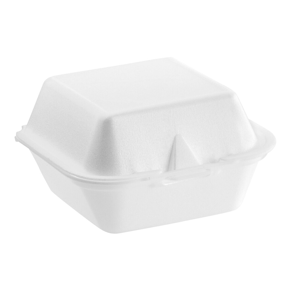Genpak White Hinged Lid Foam Container 5 13/16" x 5 11/16" x 3 1/8 ...