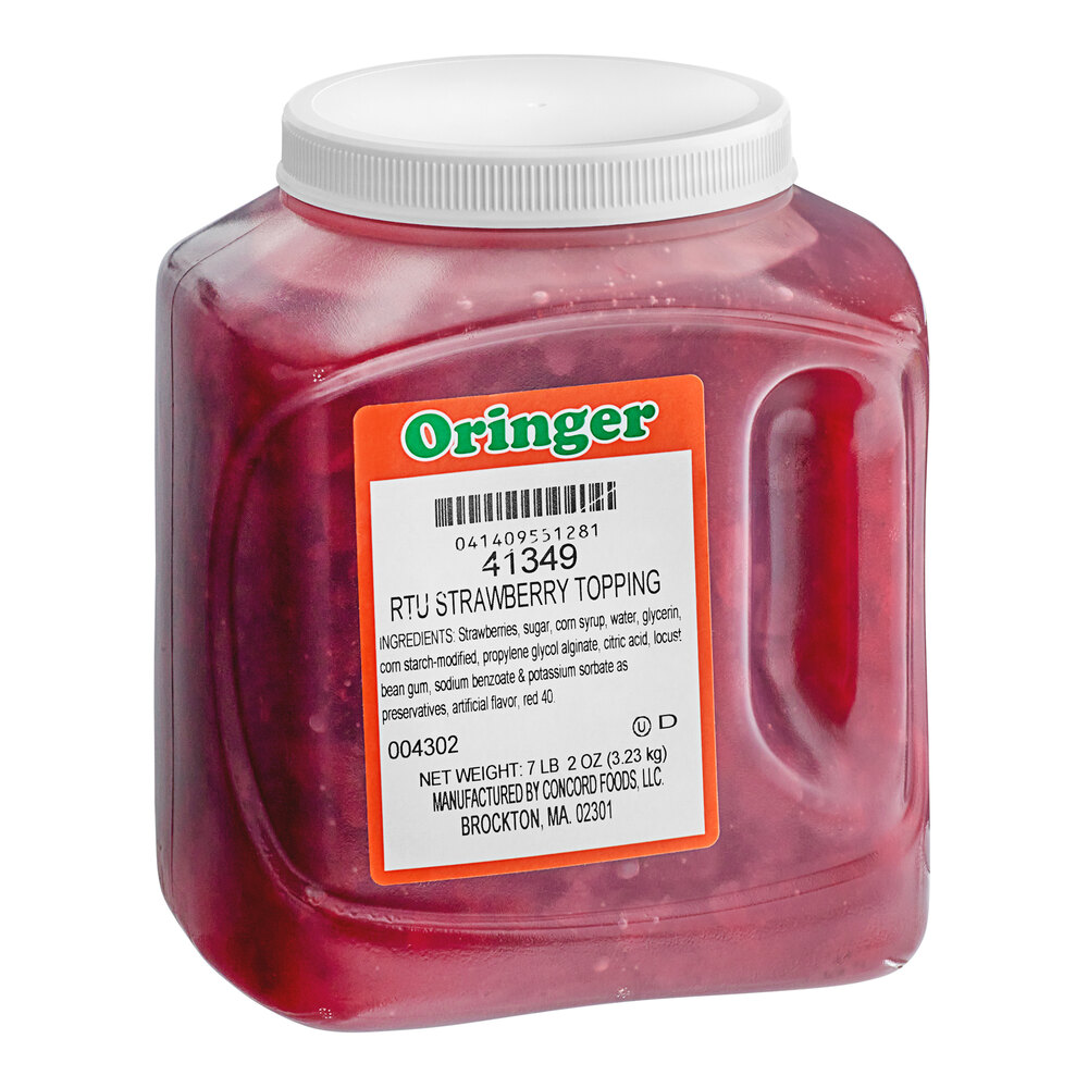 Oringer Strawberry Dessert / Sundae Topping 3/4 Gallon