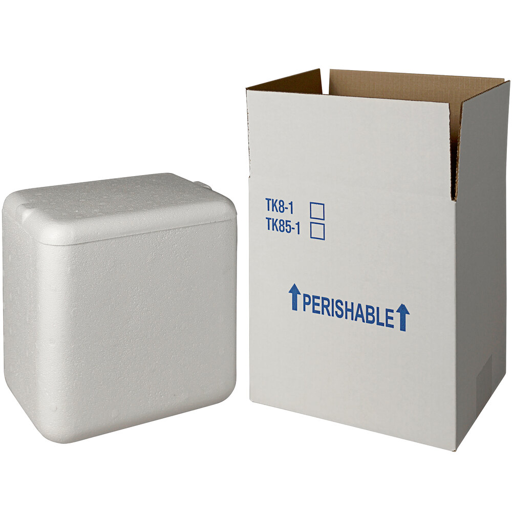 Insulated Shipping Box with Foam Cooler 7 3/4" x 5 7/8" x 8 1/2" - 1 1/ ...