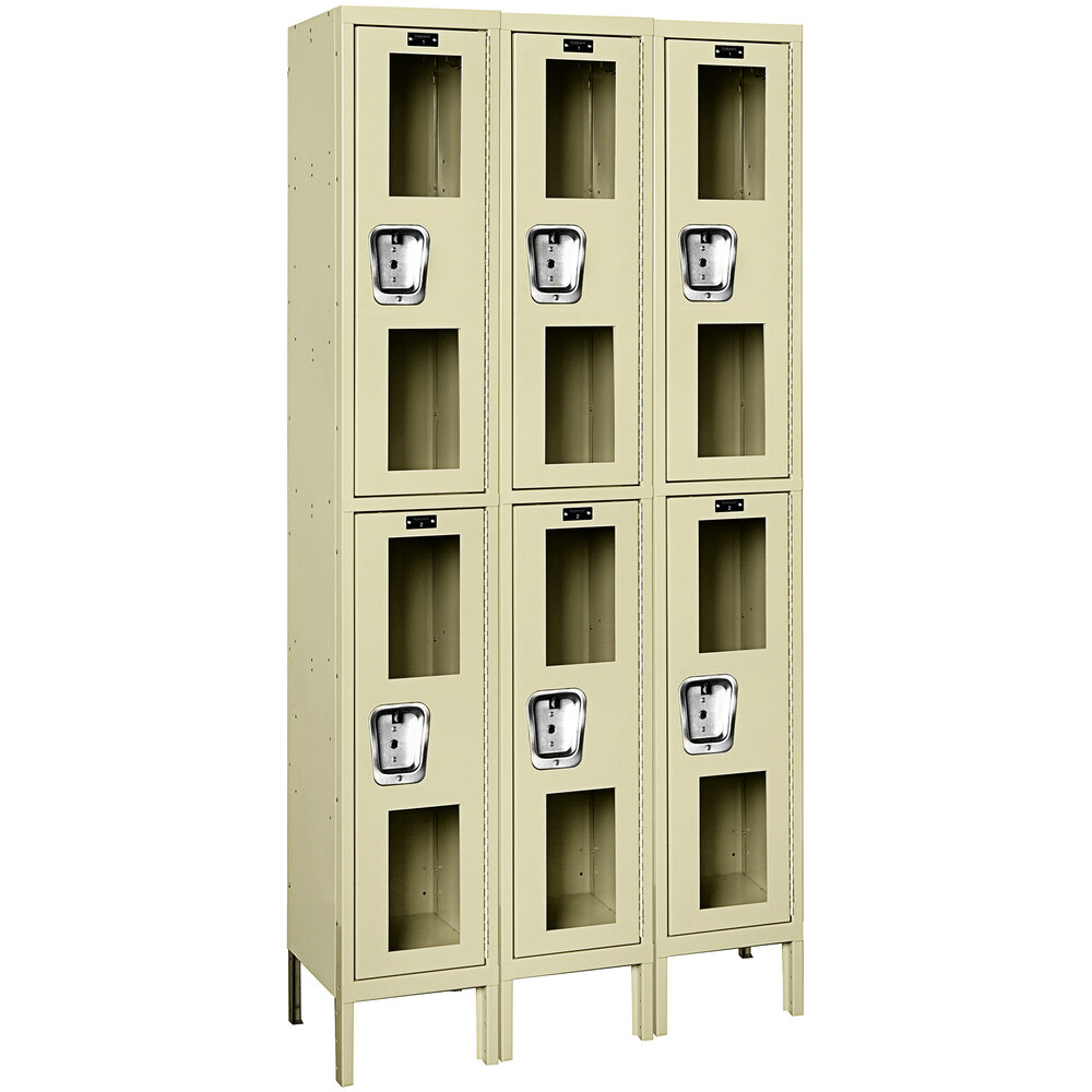 Hallowell Safety-View 36" x 15" x 78" Tan Triple 2-Tier Wardrobe Locker ...