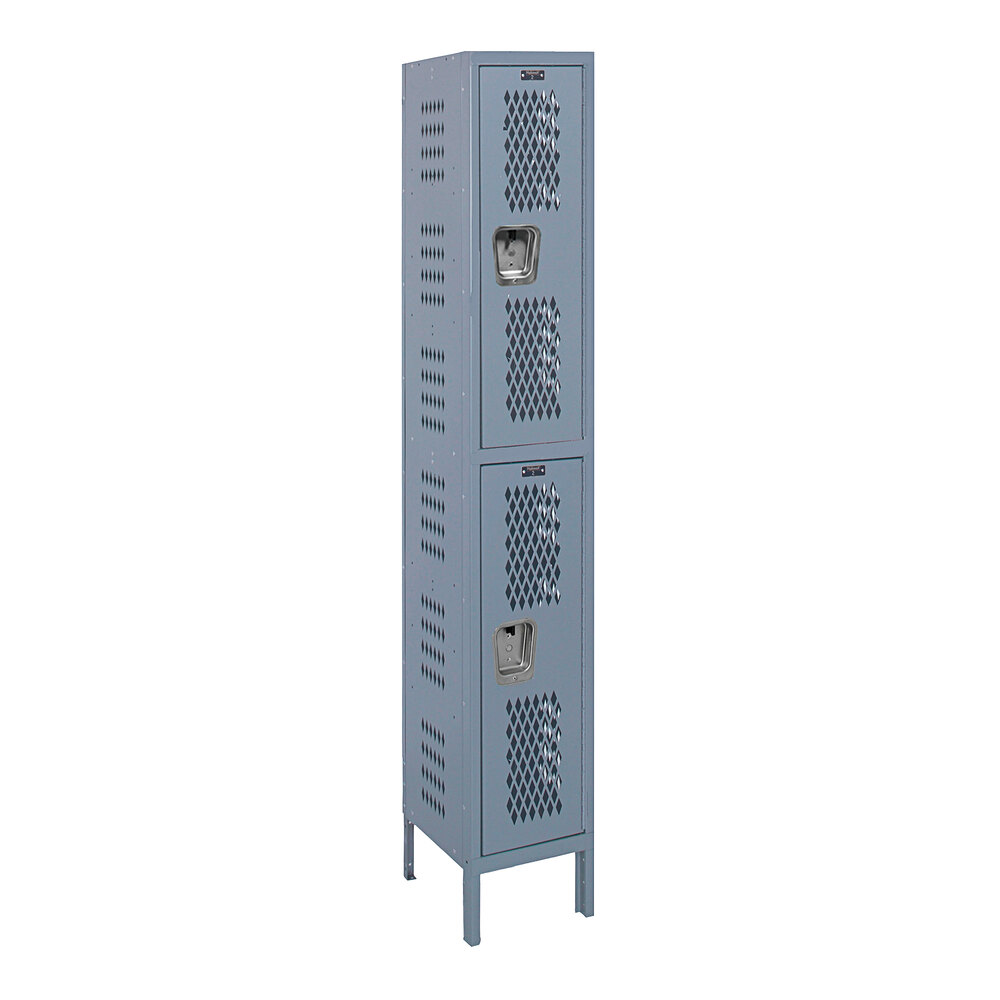 Hallowell 12" x 18" x 78" Gray Single 2-Tier Ventilated Wardrobe Locker ...