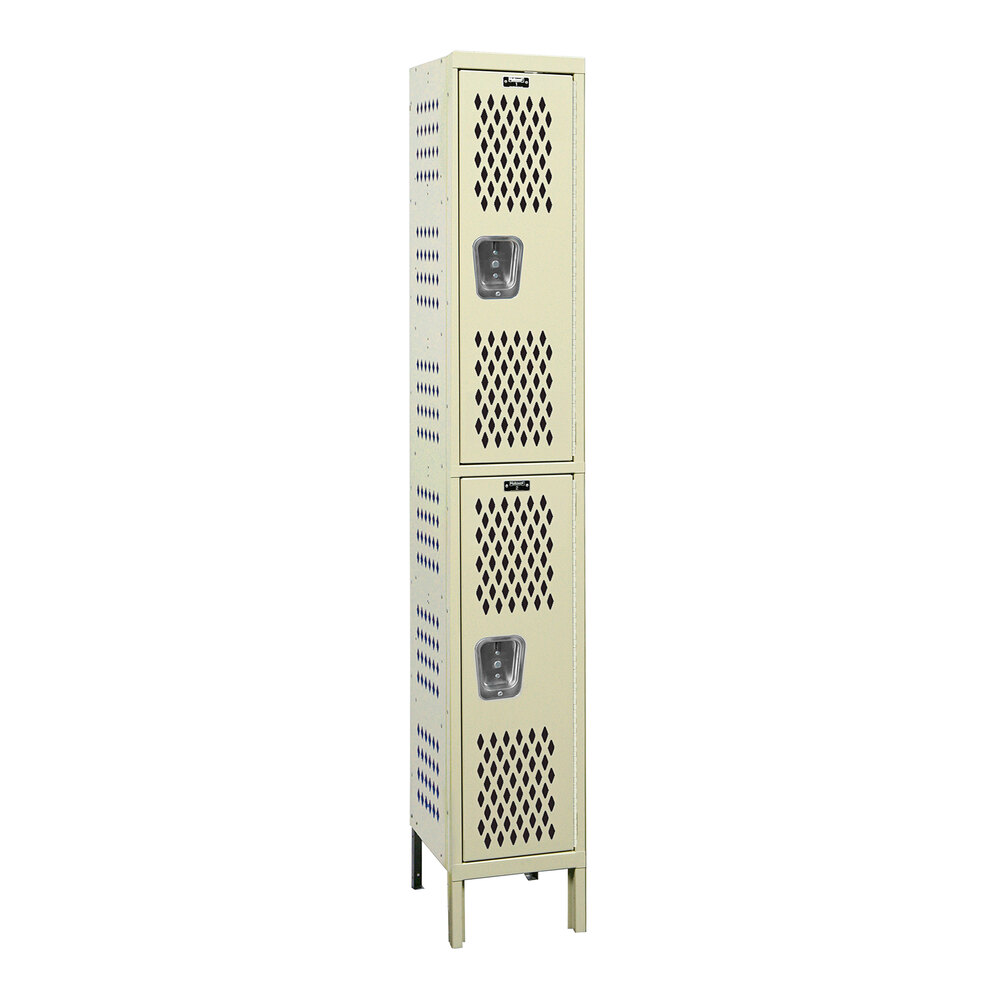 Hallowell 12" x 18" x 78" Tan Single 2-Tier Ventilated Wardrobe Locker ...
