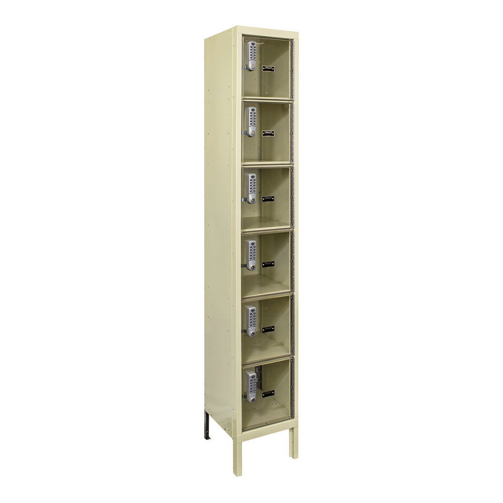Hallowell DigiTech Safety-View 12" x 12" x 78" Tan Single 6-Tier Box Locker