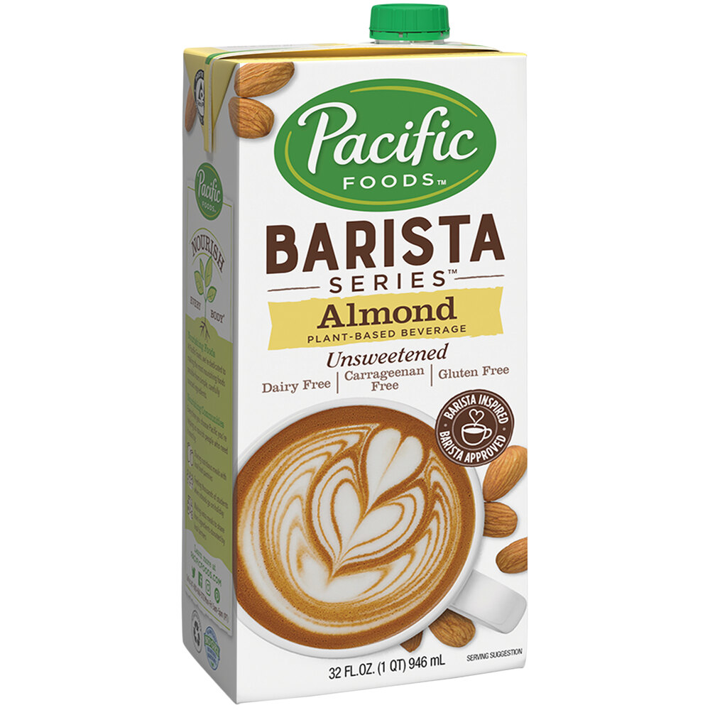 Pacific Foods Barista Series Unsweetened Almond Milk 32 fl. oz. - 12/Case