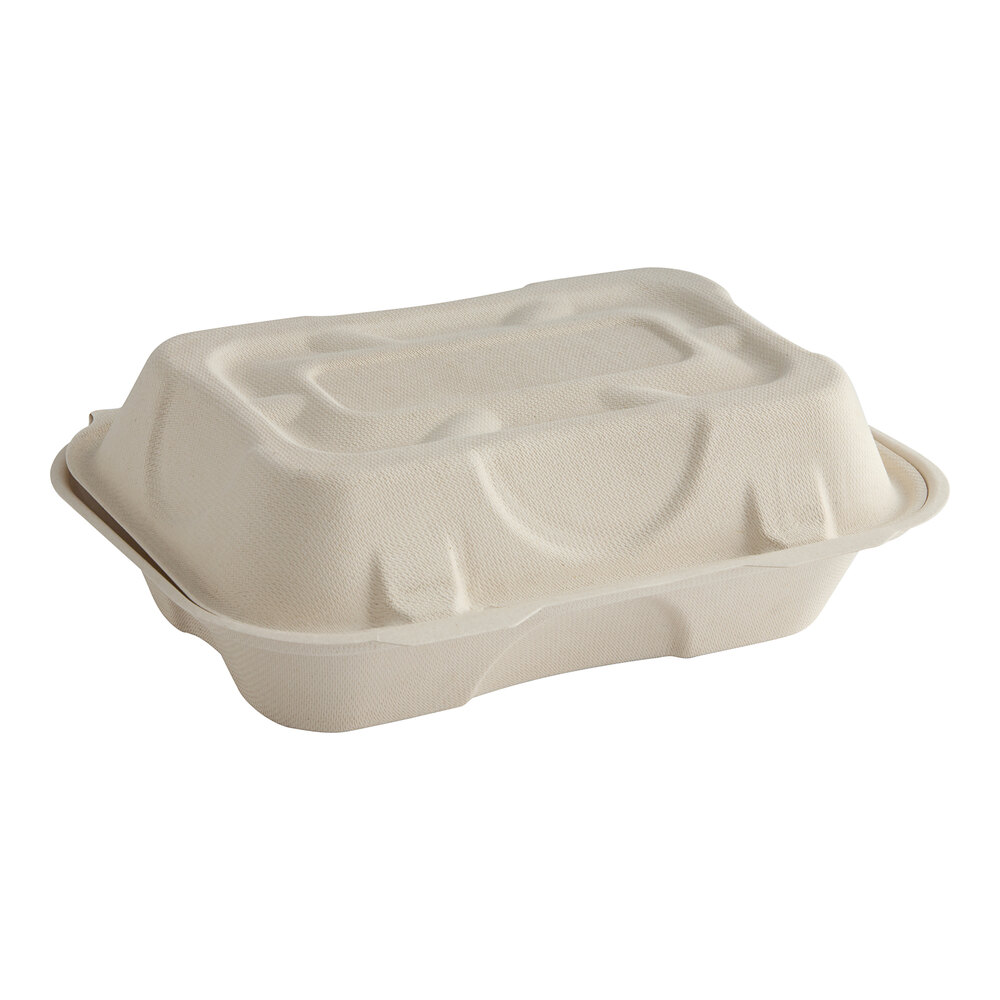 World Centric No PFAS Added Compostable Fiber Hoagie Clamshell 9" x 6 ...