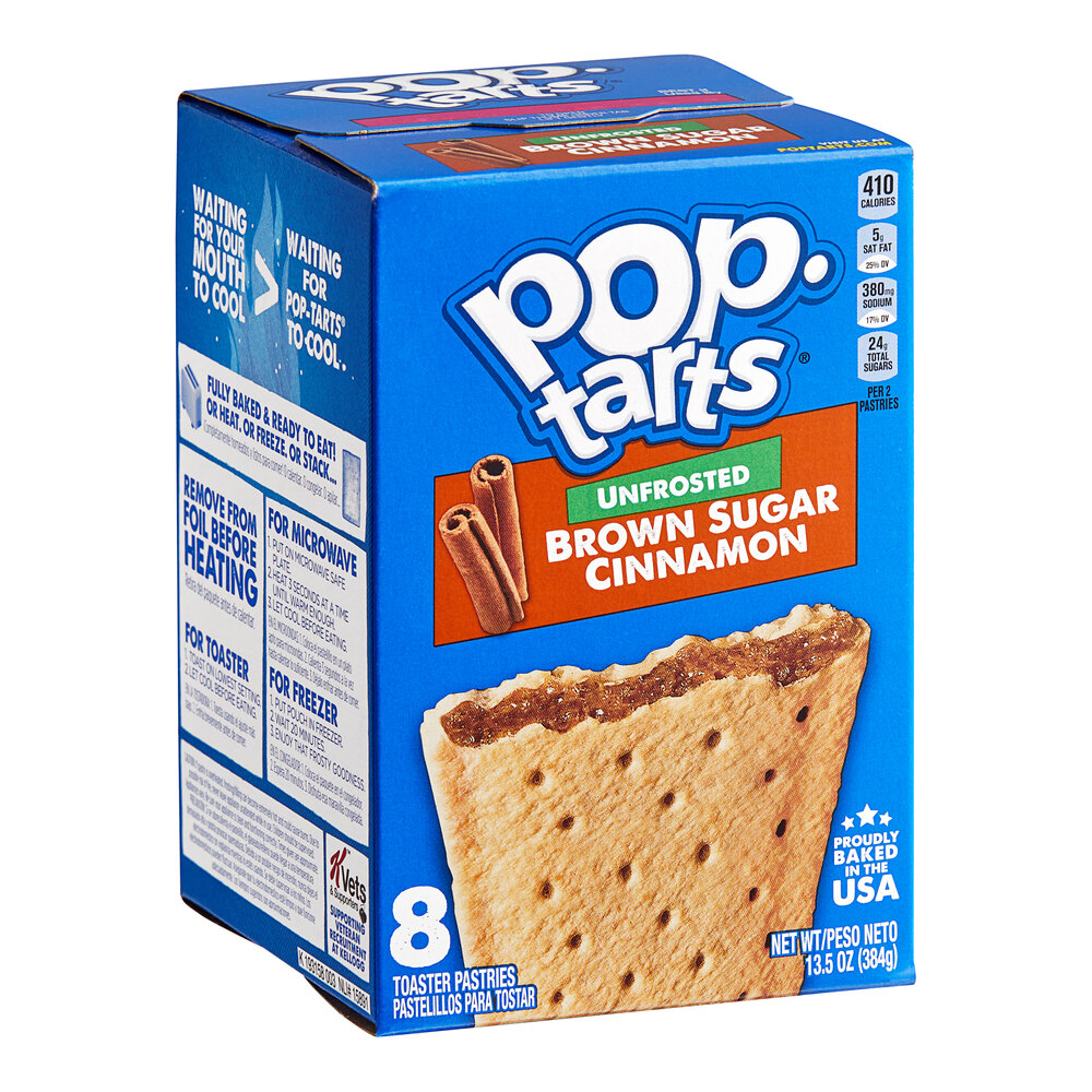 Pop-Tarts Unfrosted Brown Sugar Cinnamon Toaster Pastry 2-Pack - 48/Case